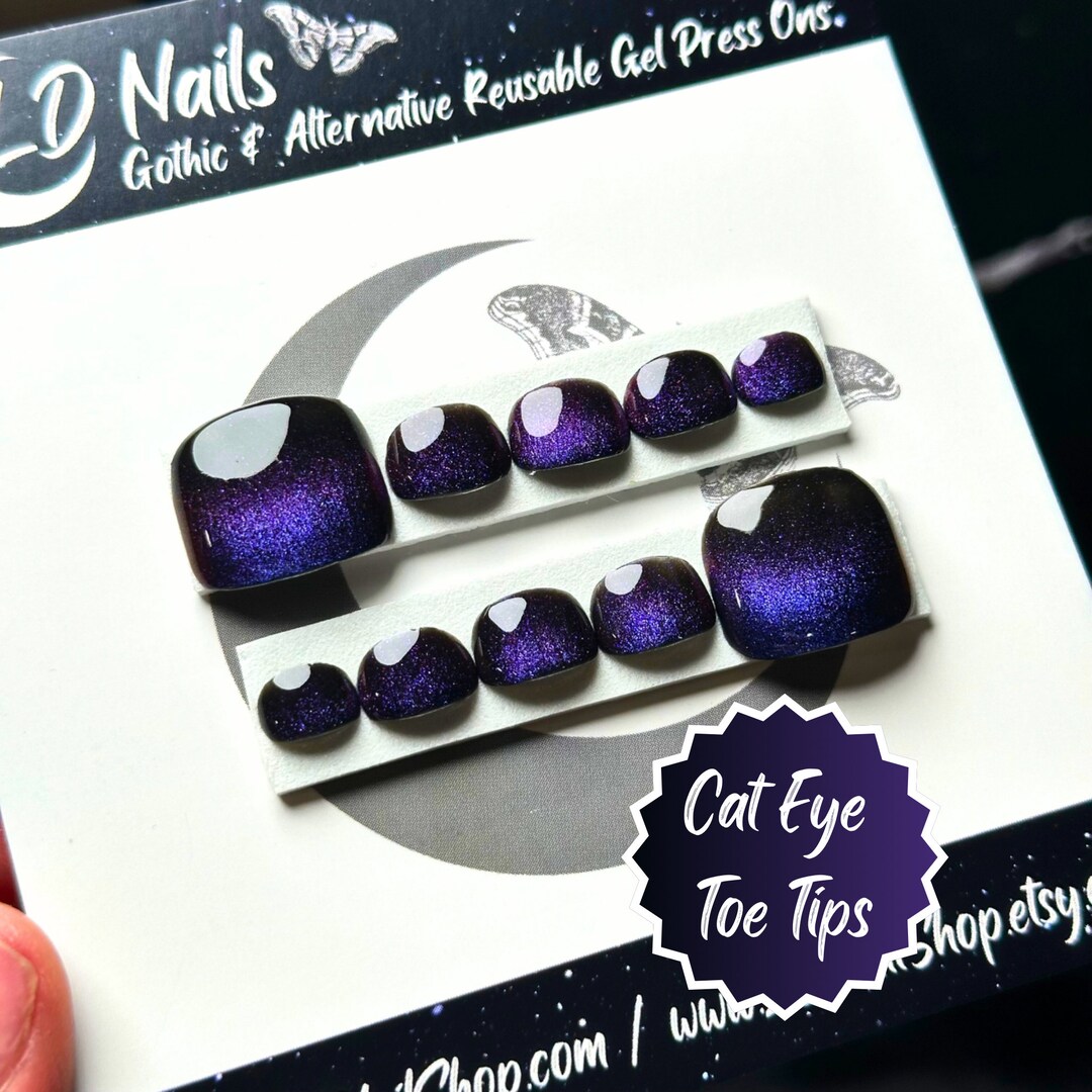 Cat Eye Toe Tips, Toe Press on Nails, Colour Shift Toe Nails, Gothic ...