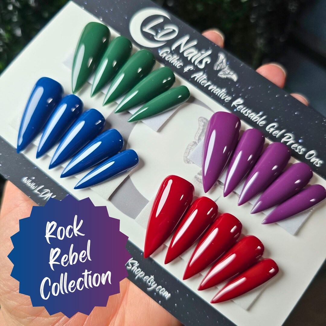 Gothic Press on Nails: Rock Rebel Reusable False Nails - Etsy