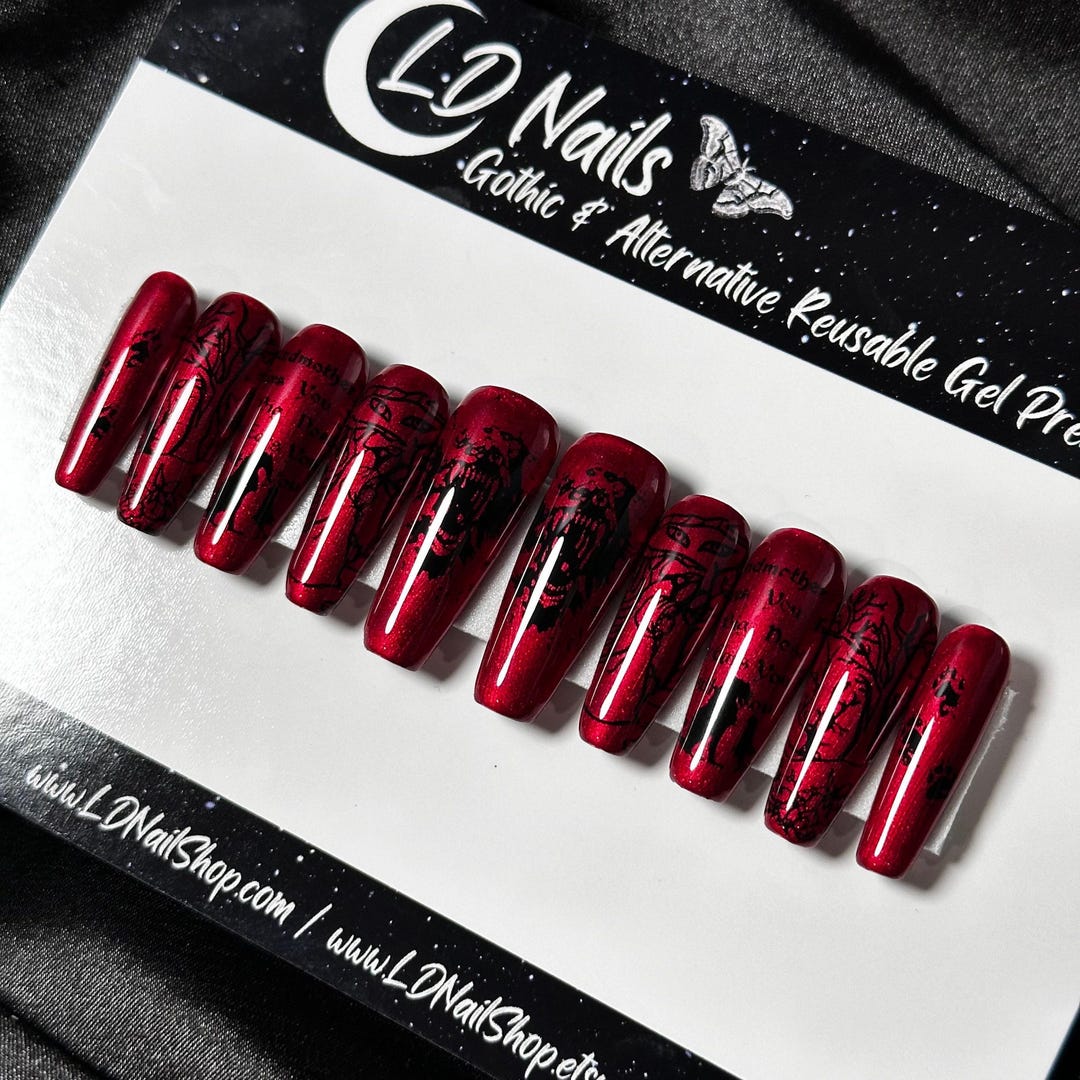 Little Red Riding Hood Press on Nails: Gothic Reusable False Nails - Etsy