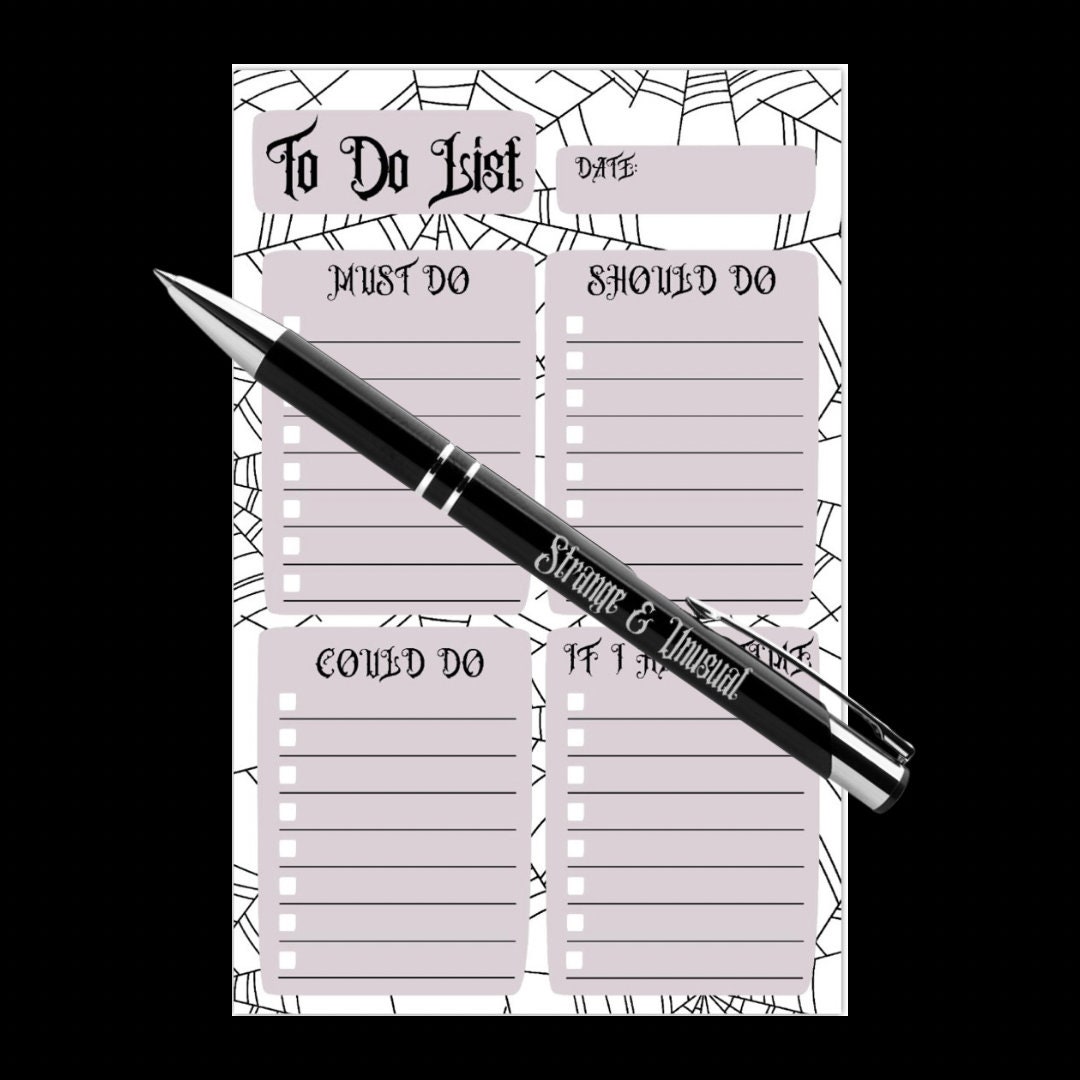 Goth To-do List Planner, Productivity Notepad, Spooky Cute Goth ...