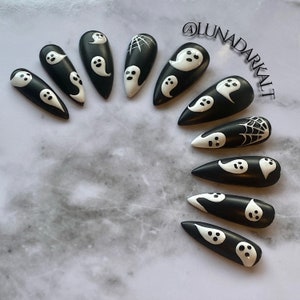 The BOO, Press on Nails, Gothic Halloween Press Ons, Halloween Ghost ...