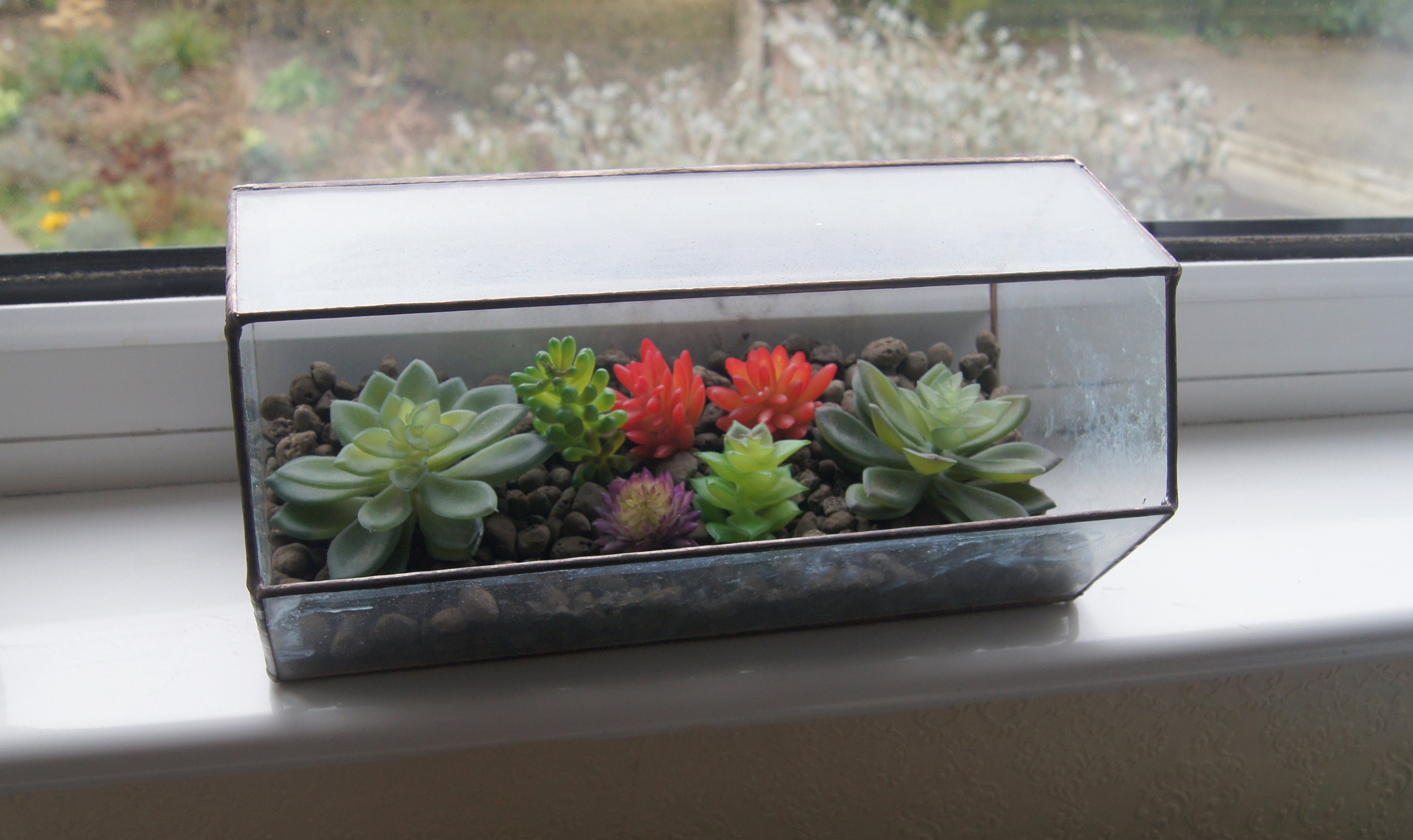Glass terrarium for window sill made from recycled glass | Etsy