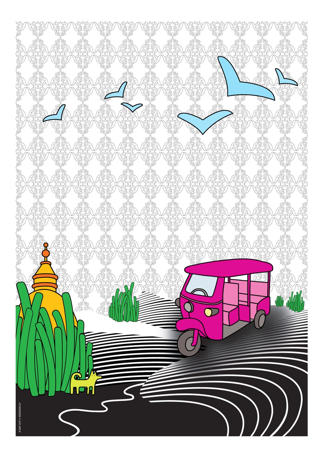 Poster Art Print A DAY OUT Poster Print Popart Comic Style Bold ...