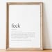Irish Gifts, Feck Definition Print, Irish Gift, St. Patricks Day ...