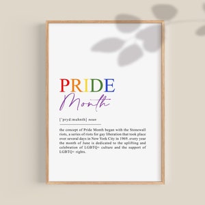 Pride Month Definition Poster, LGBTQ Gay Pride Month College Dorm Decor ...