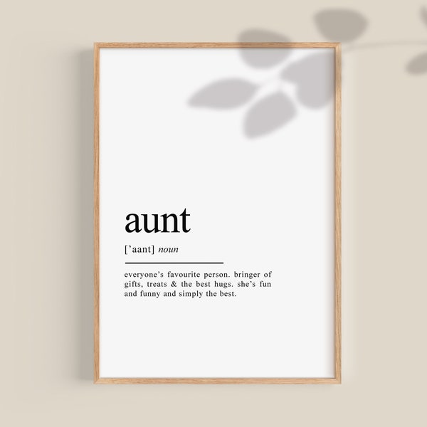 Aunt Definition Printable - Etsy