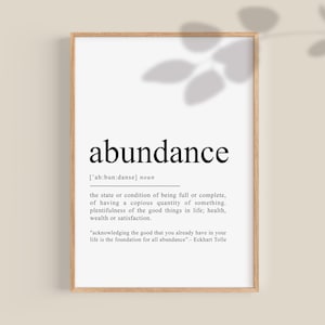 Abundance Definition Print, Manifestation Printables | Manifest ...