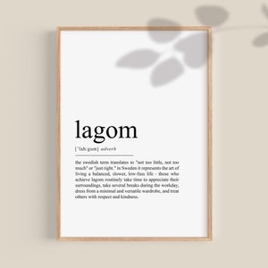 Lagom Print, Lagom Definition Poster, Lagom Wall Art, Lagom Decor ...