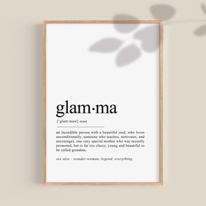 Glamma Dictionary Definition Print, Glam-ma Gift, Grandma Gift, Gifts ...