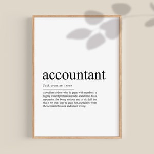 Accountant Definition Print, Accountant Wall Art, Gifts for Accountants ...