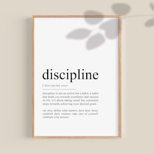 Discipline Definition Prints, Office Poster, Office Wall Decor ...