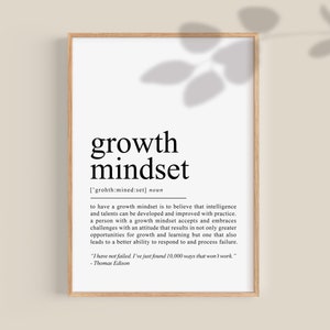 Growth Mindset Classroom Decor Definition Print, School Mental Health ...