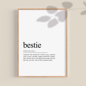 Bestie Definition Print, Best Friend Poster, Soulmate Gift, Boyfriend ...
