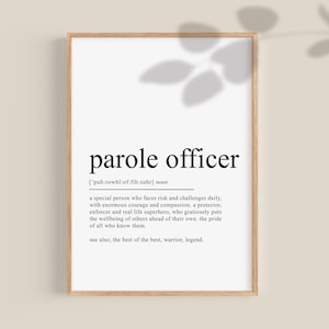 Parole Officer Gifts, Parole Officer Definition Print, Correctional ...