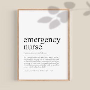 Emergency Nurse Definition Print, ER Nurse Gift, Emergency Room Nurse ...