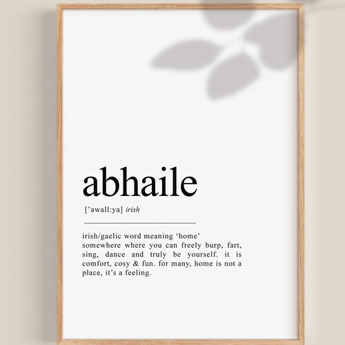 Irish Print Abhaile Definition Print Irish Home Decor Irish | Etsy