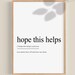 Funny Definition Print, Hope This Helps Office Wall Decor, Office Wall ...