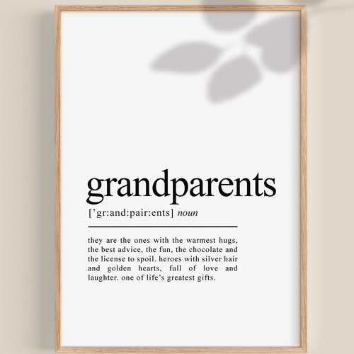 Grandparents Definition Print Personalised Grandparent Gifts | Etsy