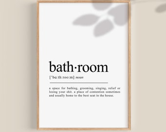 Bathroom Definition Print, Restroom Decor, Wall Art, Printable - Etsy