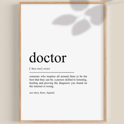 Doctor Definition Print Doctor Poster Doctor Gift Gift for - Etsy