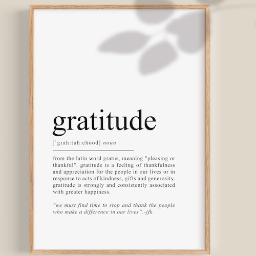 Gratitude Definition Print Gratitude Printable Grateful - Etsy