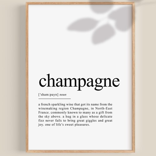 Champagne Definition Print Champagne Poster Dictionary Art - Etsy