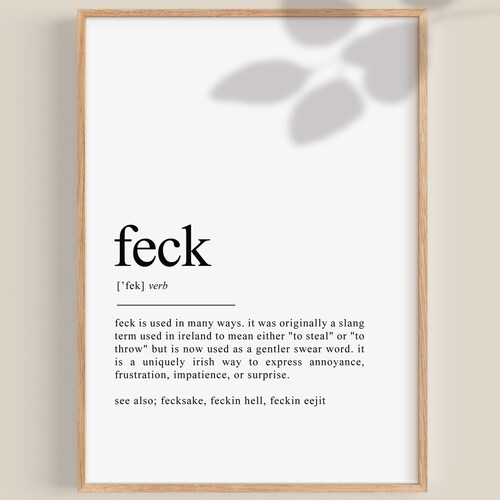 Irish Gifts Feck Definition Print Irish Gift Ireland Gifts - Etsy