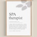 Spa Therapist Definition Print, Spa Therapist Gift, Massage Therapist ...