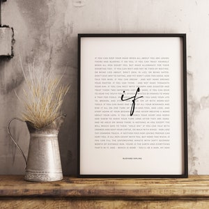 IF Poem, Rudyard Kipling, If Rudyard Kipling Poem, Kipling Print ...