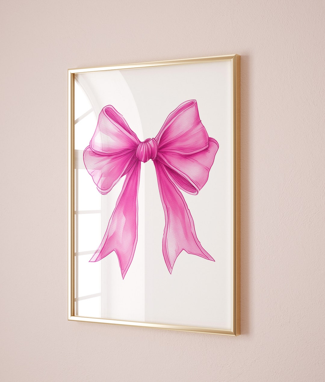 Pink Bow Print Hot Pink Coquette Aesthetic Poster Trendy Apartment ...