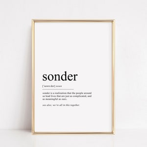 Sonder Definition Print, Motivational Quotes, Ispirational Office Wall ...