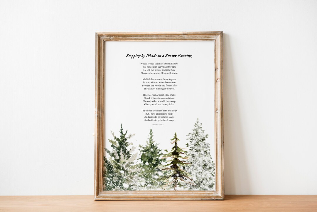 Stopping by Woods on a Snowy Evening Robert Frost Christmas - Etsy