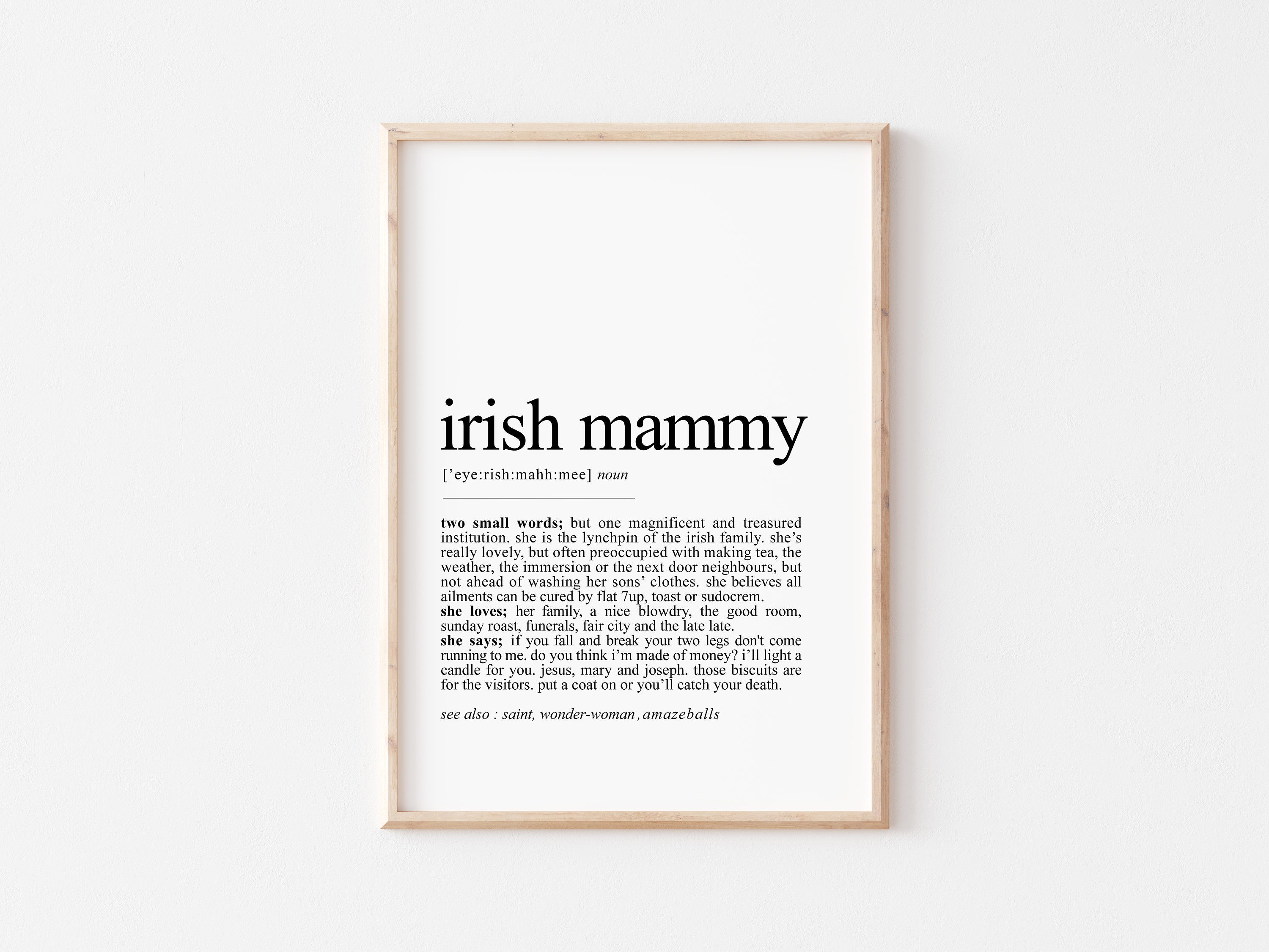 Irish Mammy Definition Print Funny Irish Print Mother's - Etsy UK