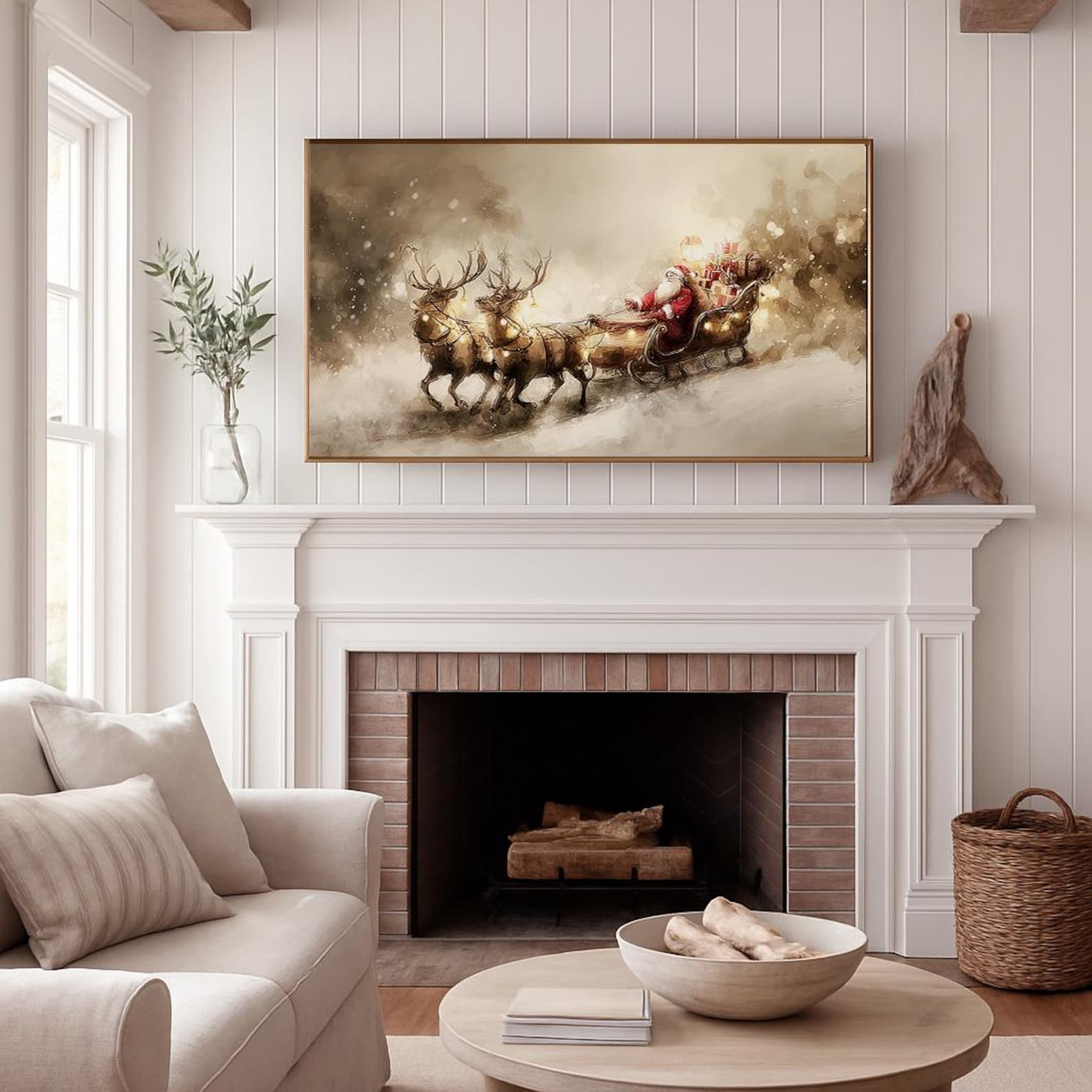 Christmas TV Art: Santas Sleigh Ride Digital Print Christmas Frame Tv ...