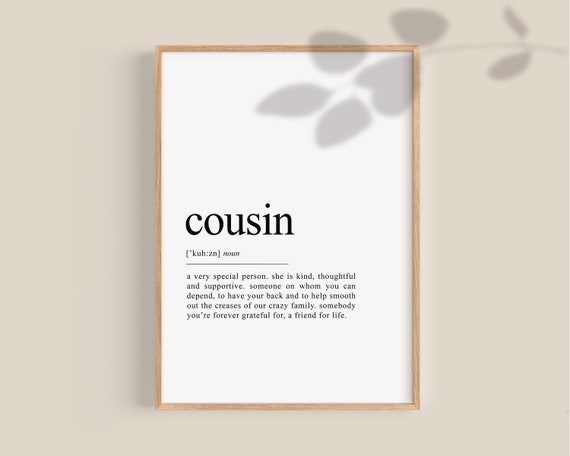 Cousin Definition Print Cousin Gifts Gift for Cousin - Etsy