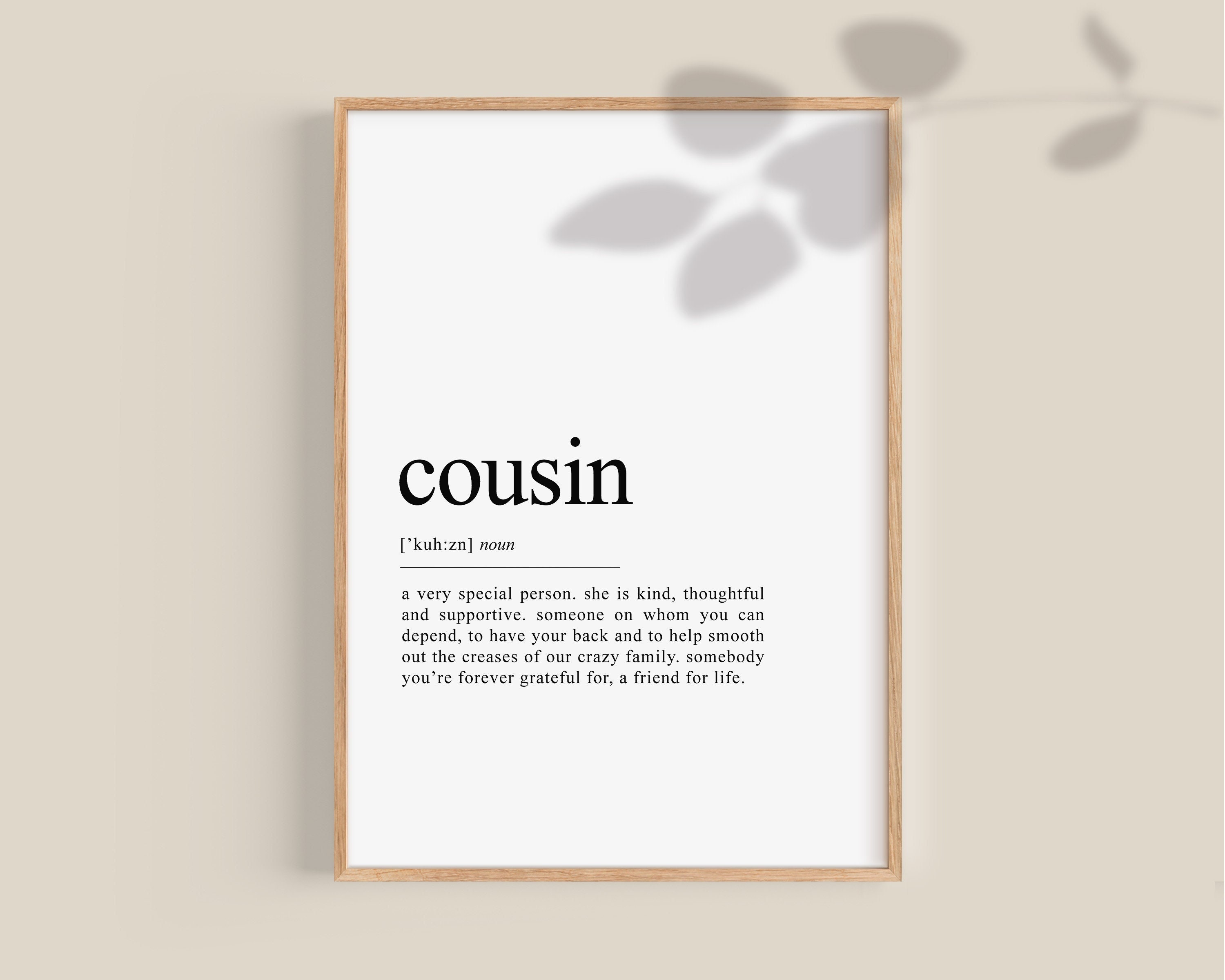 Cousin Definition Print Cousin Gifts Gift for Cousin - Etsy