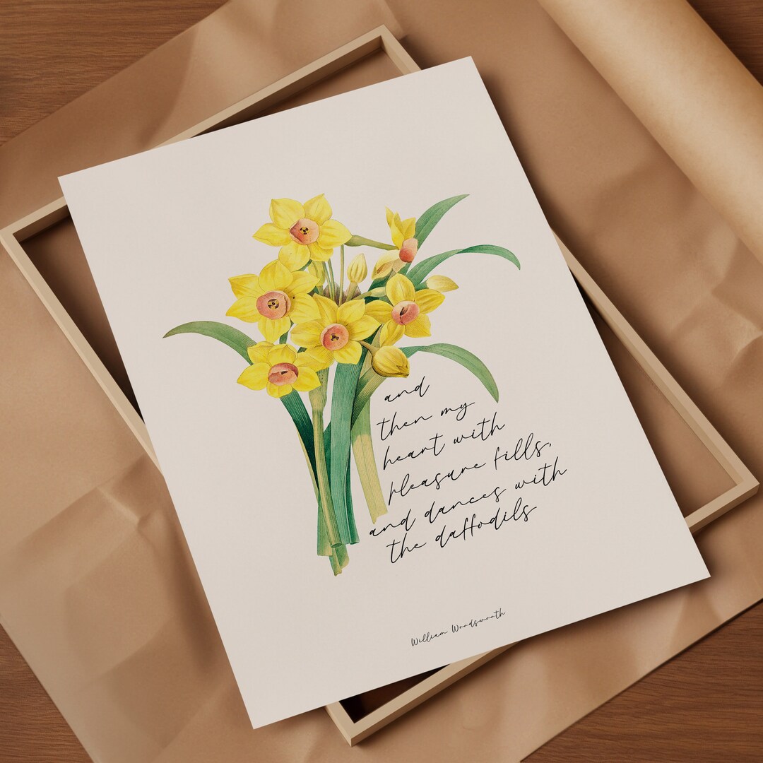 Daffodils Poem Print Spring Printable Wall Art William Wordsworth ...