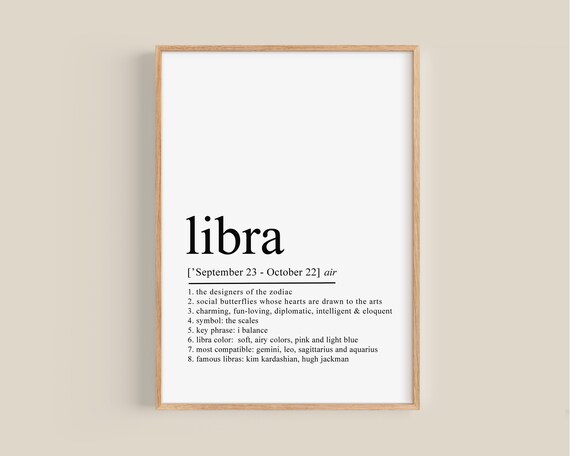 Libra Definition Poster Libra Gifts Libra Wall Decor Zodiac - Etsy