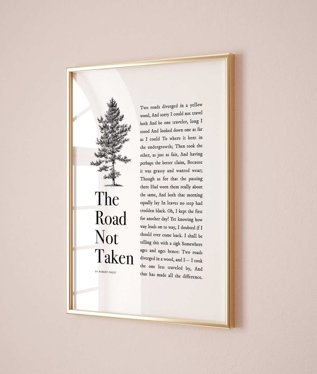 The Road Not Taken Robert Frost Poem, the Road Not Taken Print, Poetry ...
