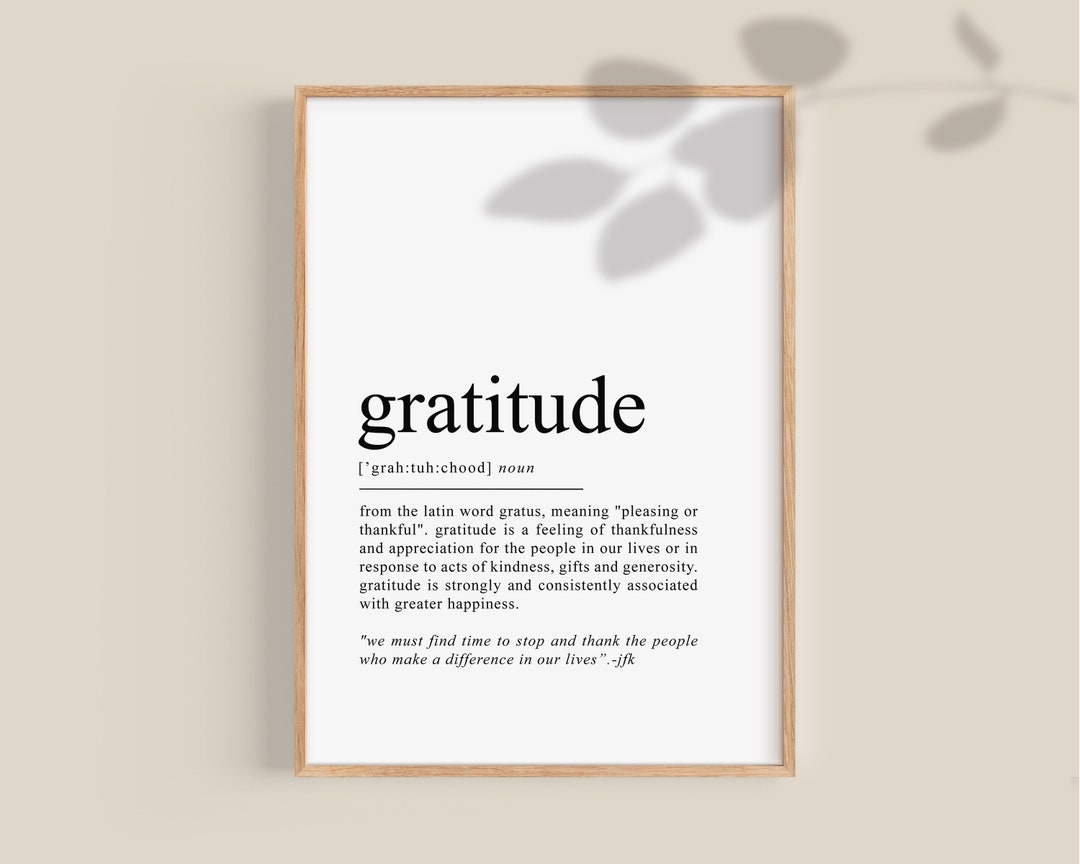 Gratitude Definition Print, Gratitude Printable | Grateful Wall Art ...