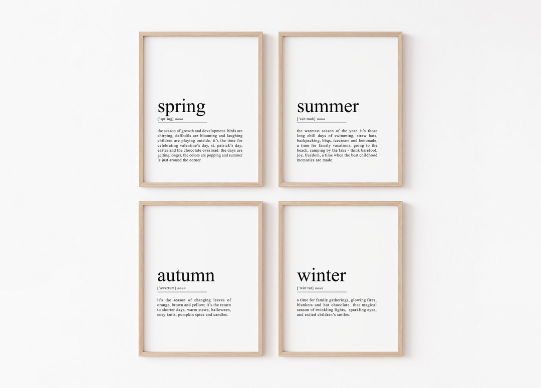 Four Seasons Poster Set of 4 Seasons Art Digital Print Spring Summer ...