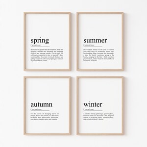 Four Seasons Poster Set of 4 Seasons Art Digital Print Spring Summer ...