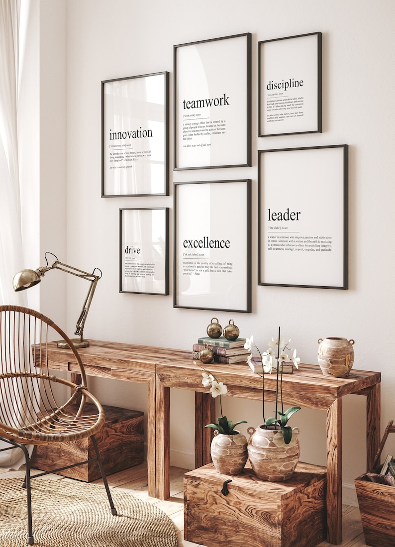 Office Decor Motivational Wall Art Set of 6 Prints Teamwork Qualities ...