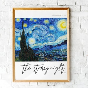 Van Gogh Poster, the Starry Night, Vincent Van Gogh Print, Van Gogh ...