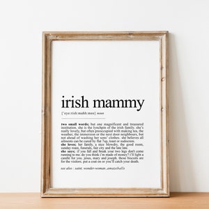 Irish Mammy Definition Print, Funny Irish Print, Mother's Day Gift ...