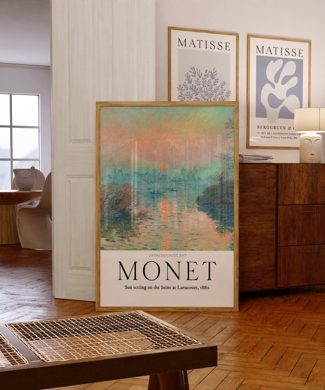 Monet Poster Spring Living Room Wall Art, Sun Setting at Lavacourt ...