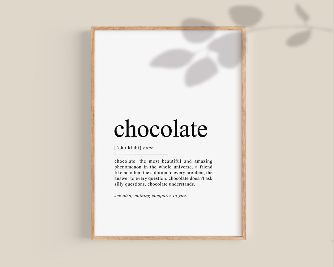 Chocolate Definition Wall Prints, Chocolate Lover Gift, Gifts for ...