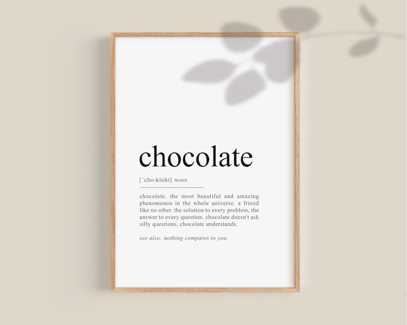 Chocolate Definition Wall Prints Chocolate Lover Gift Gifts | Etsy