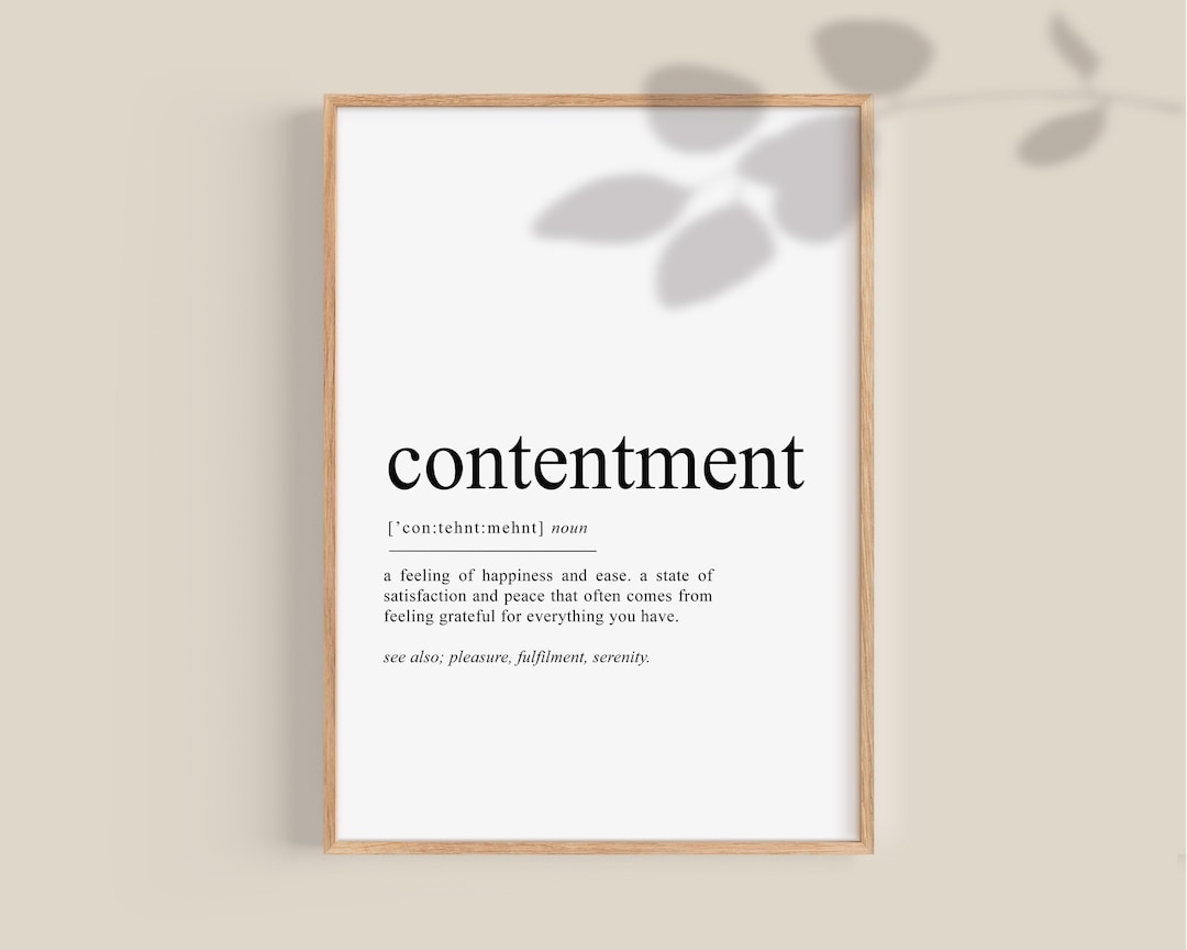 Contentment Definition Print, Gratitude Printable | Grateful Wall Art ...