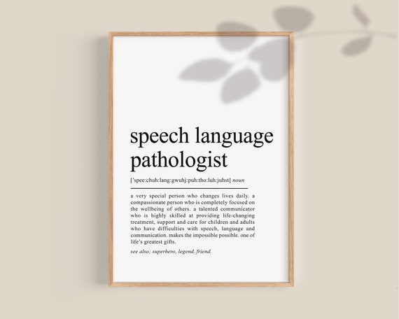 Speech Language Pathologist Definition Print Speech Language - Etsy